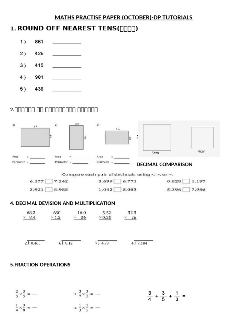 Maths Practise Paper | PDF