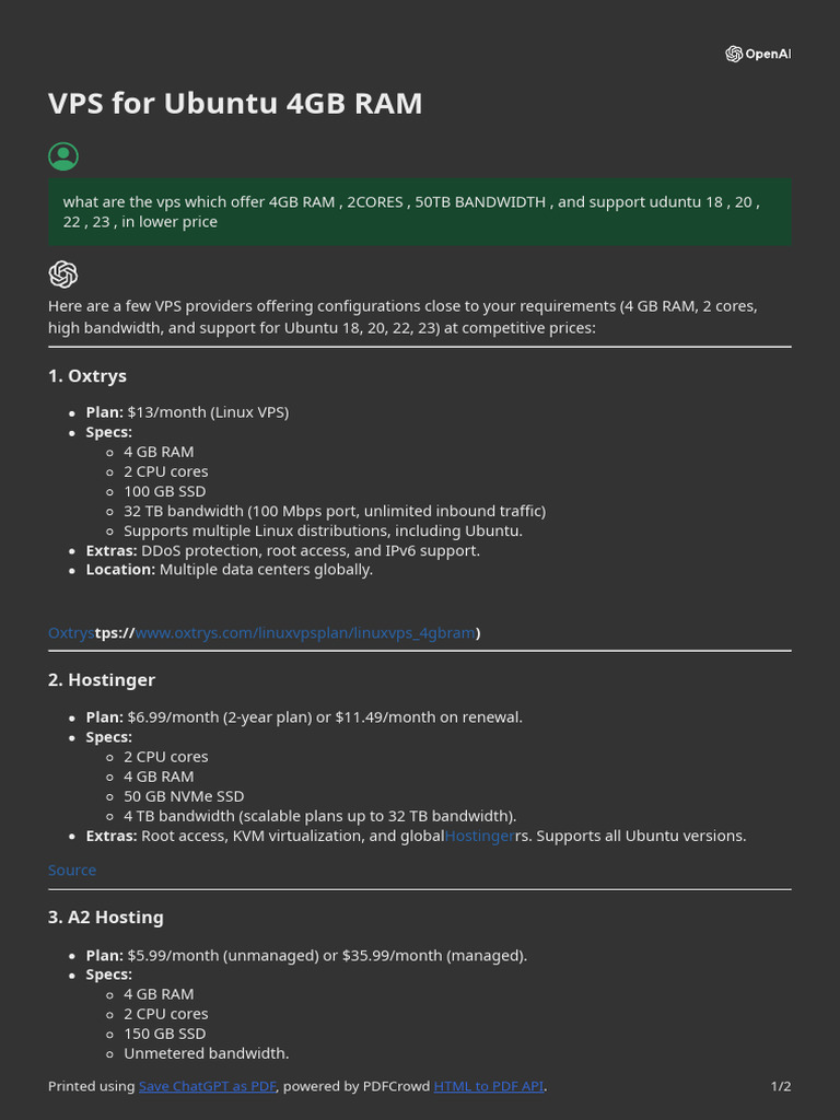Affordable VPS for Ubuntu 4GB RAM | PDF
