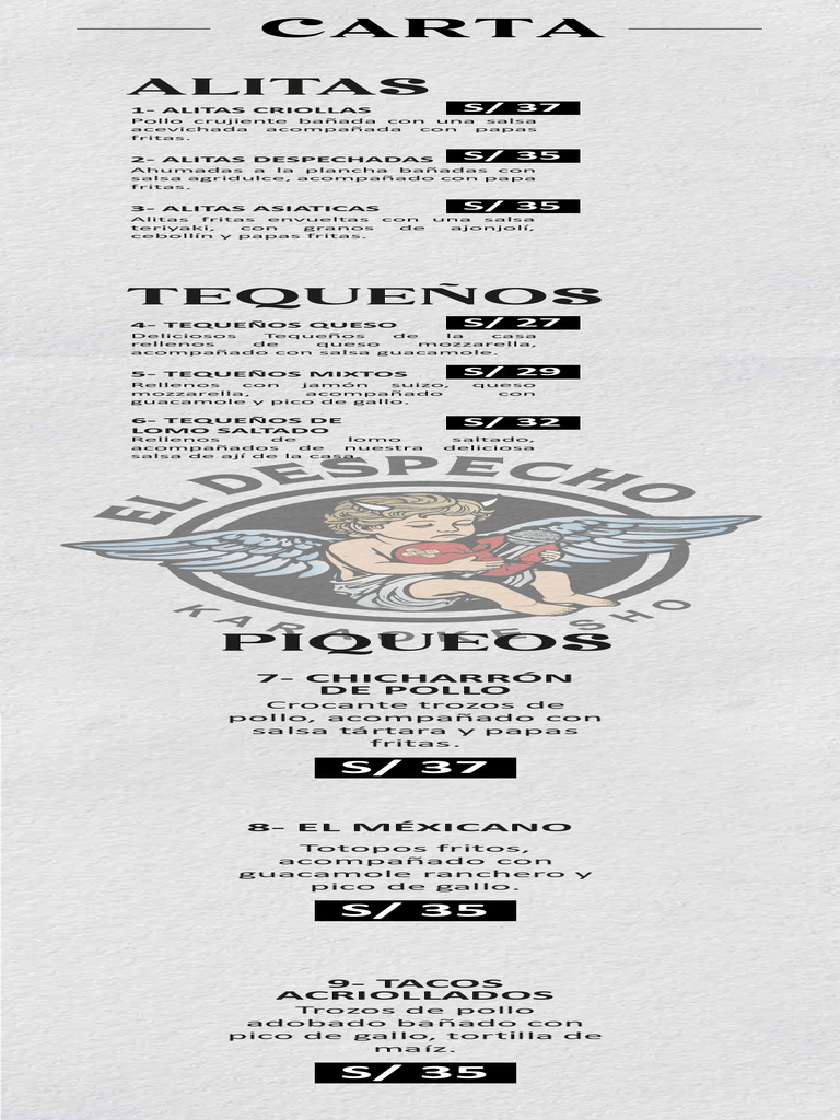 CARTA COMIDA KARAOKE | PDF