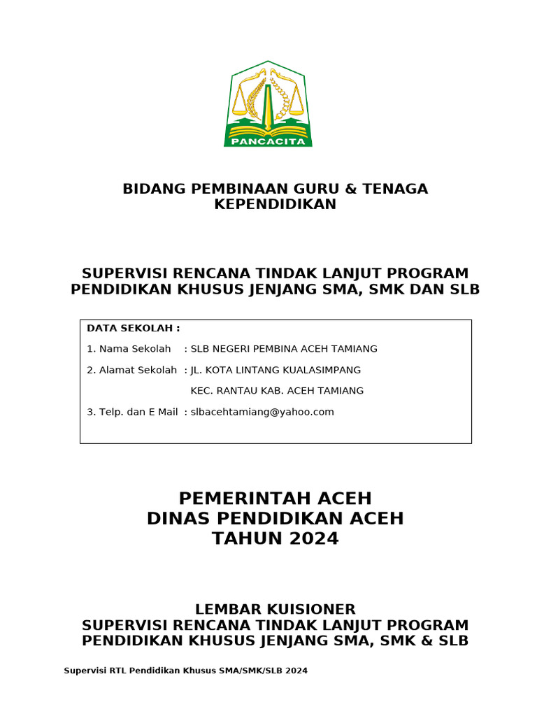 Instrumen RTL Pendidikan Khusus (Guru) | PDF