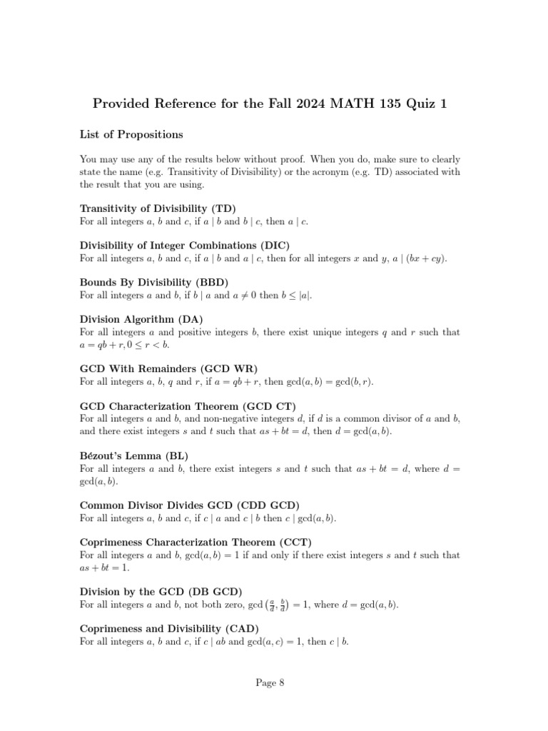 Q1 Reference Sheet | PDF