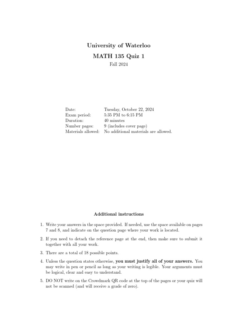 Math 135 F24 Q1solns Pdf Mathematical Logic Arithmetic