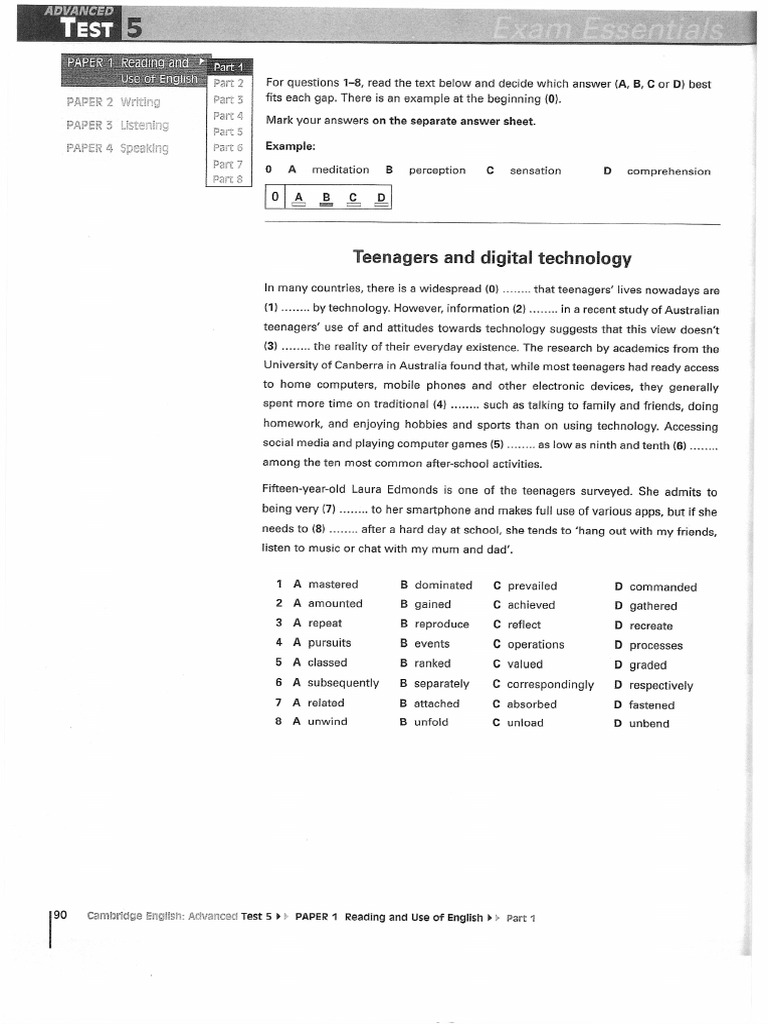 CAE Essentials Test 5 | PDF