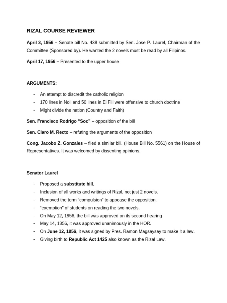 Rizal Course Reviewer Premid | PDF | Philippines