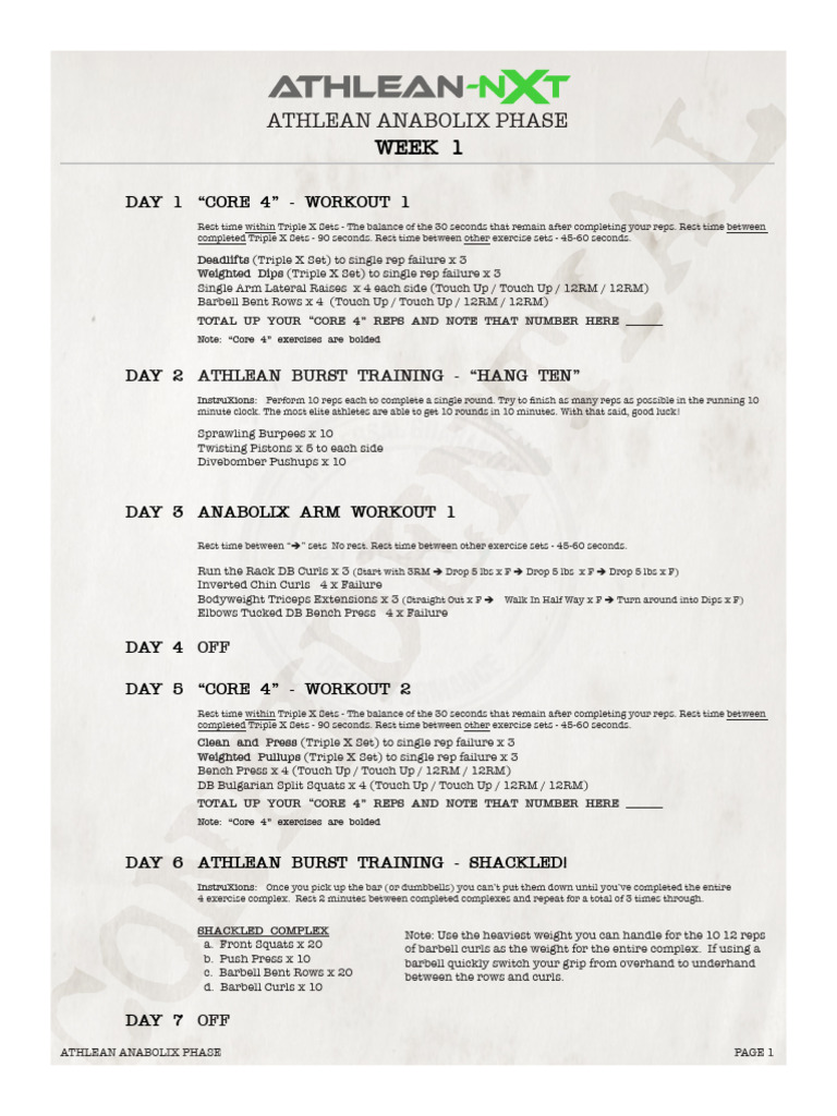 NXT Workouts Month 1 Anabolix | PDF | Physical Exercise | Strength Training