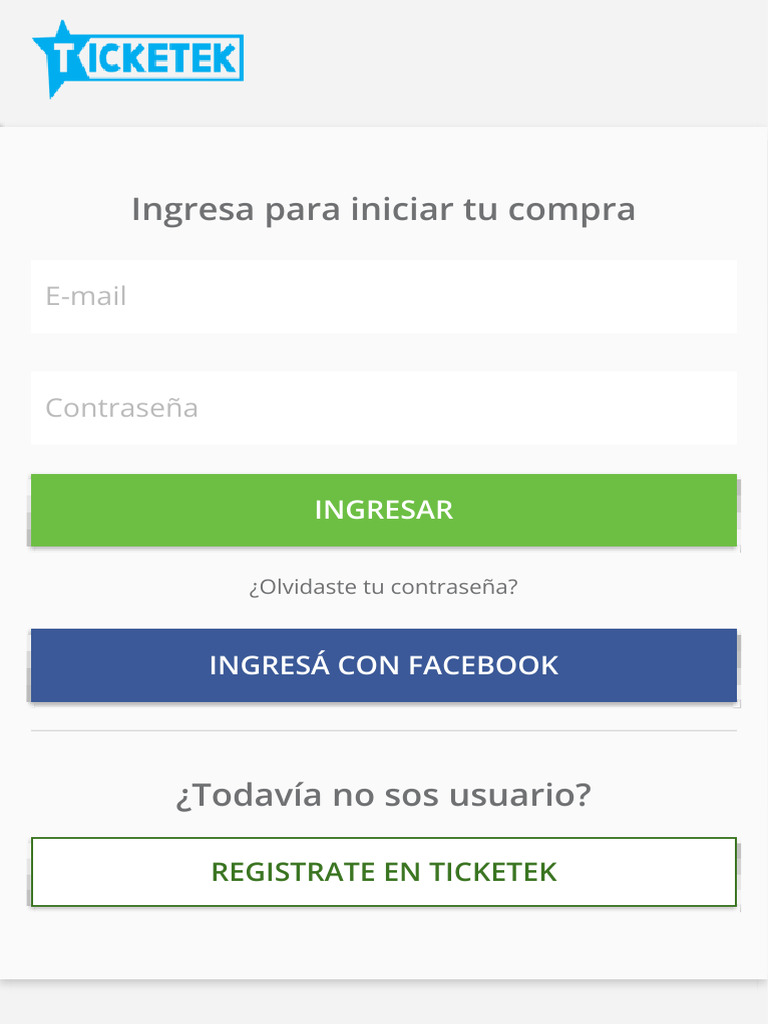 Ingreso y Registro en Ticketek | PDF