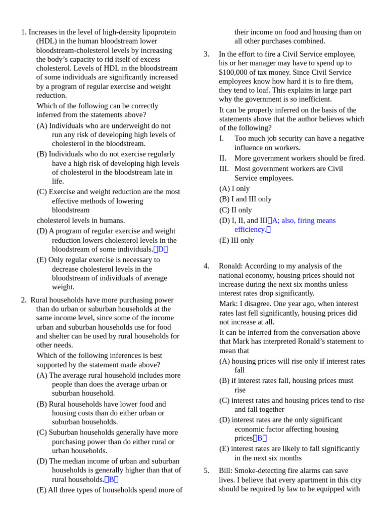 Inference sample qs doc | PDF | High Density Lipoprotein | Nursing