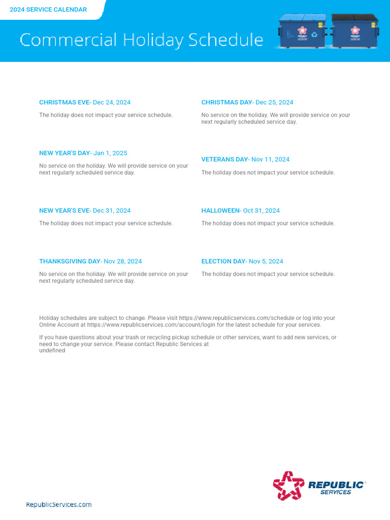 Thanksgiving Holiday Schedule | PDF