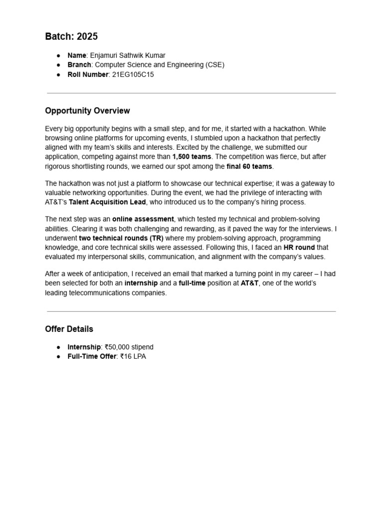 Sathwik AT&T Anurag University Magazine | PDF