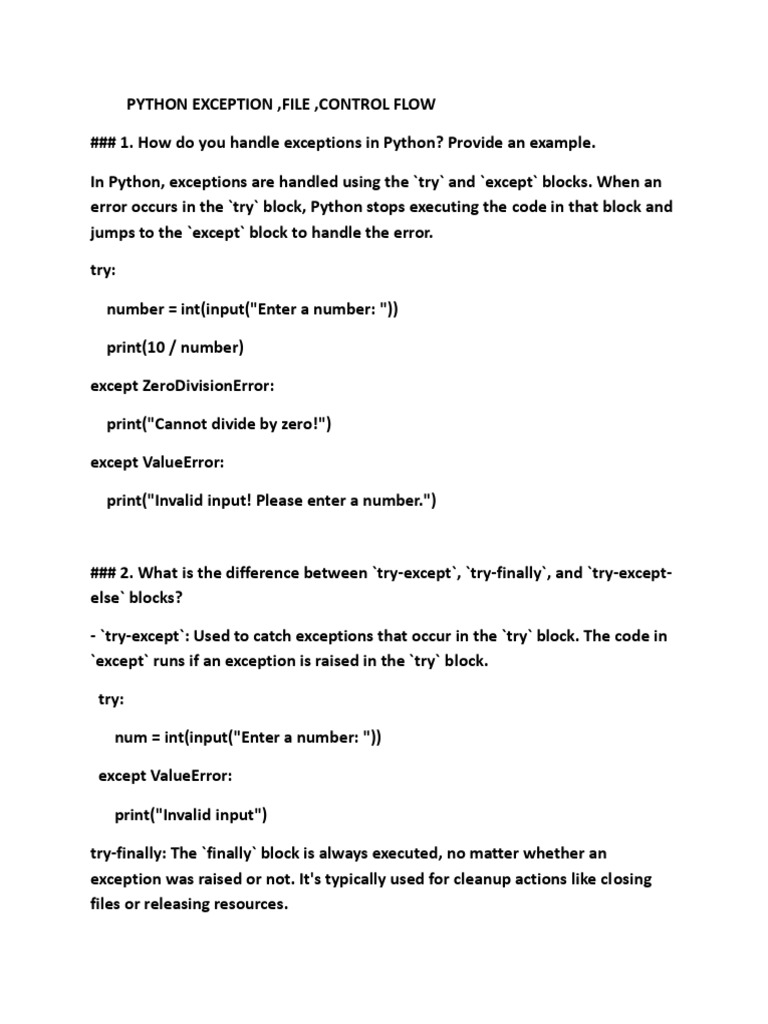 Python Exception File Contrlo Flow | PDF | Control Flow | Software Engineering