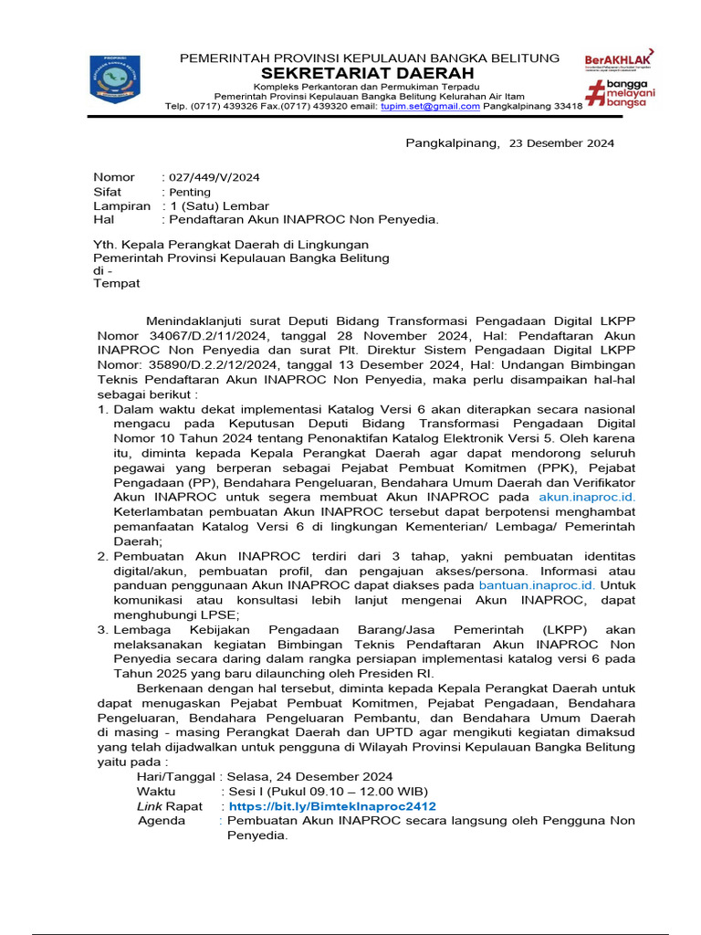 Pendaftaran Akun INAPROC Non Penyedia | PDF