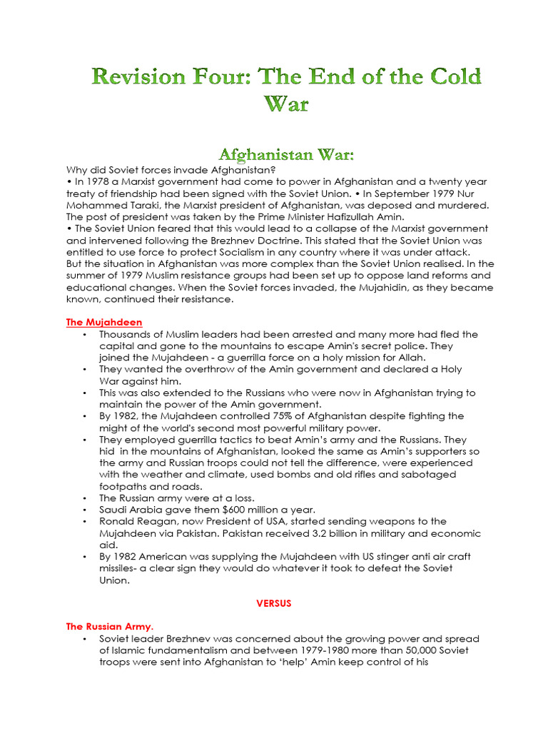 History Revision Booklet 4 End of The Cold War | PDF | Soviet Union ...