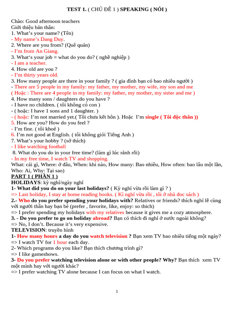 Nói test 1 ( phân 1, 2, 3 ) | PDF | Educational Technology | Learning
