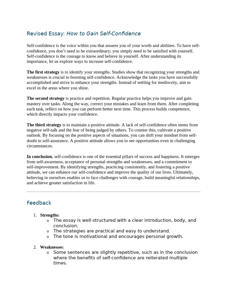 Boosting Self-Confidence Strategies | PDF | Popular Psychology ...