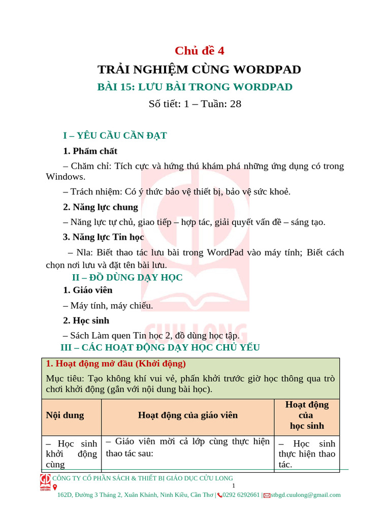 KHBD - LQTH2 - Tuần 28 | PDF