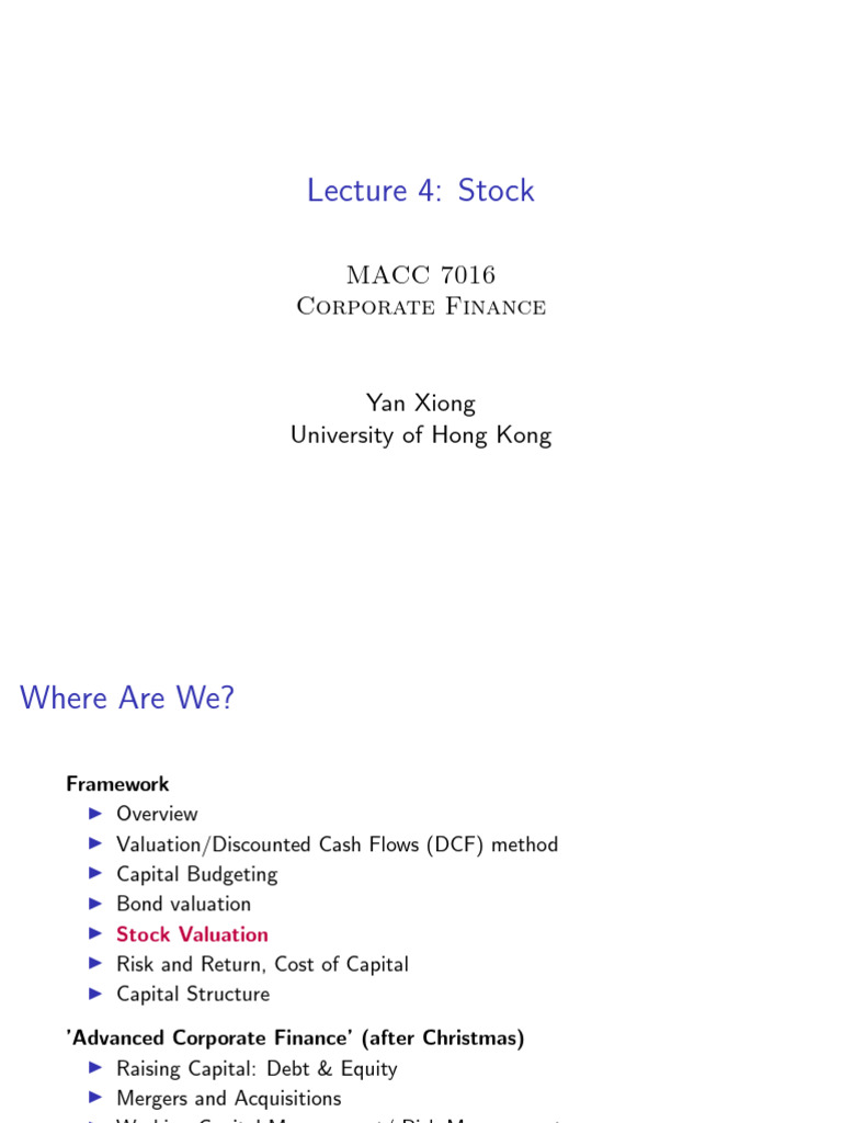 Lec 4 Stock Valuation Anw | PDF | Stocks | Valuation (Finance)
