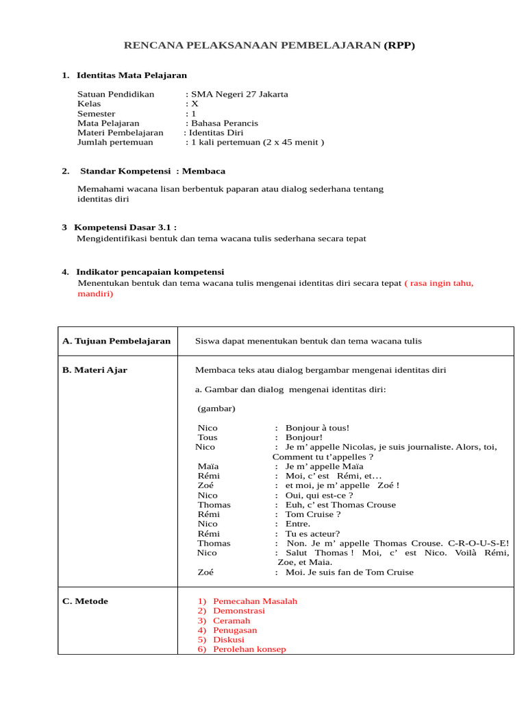 RPP SK Membaca SMT 1 | PDF