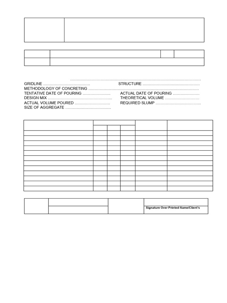 Concrete Pouring Request | PDF