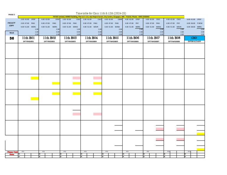 Class 11th & 12th Timetable | PDF