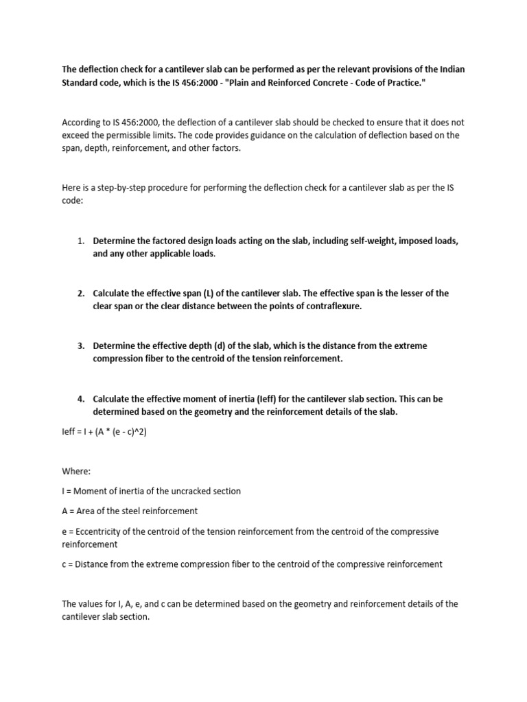 Deflection Check For Cantilever | PDF | Structural Engineering