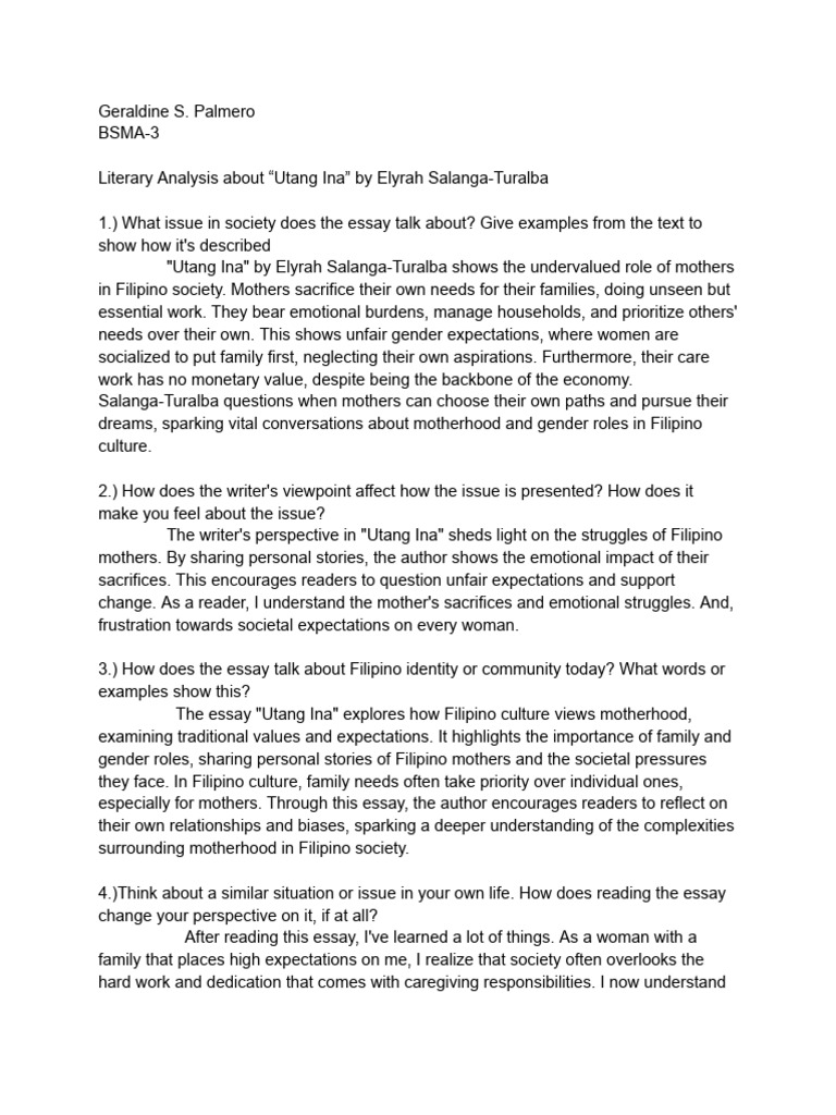 Prose Literary Analysis Activity | PDF | Empathy | Mother