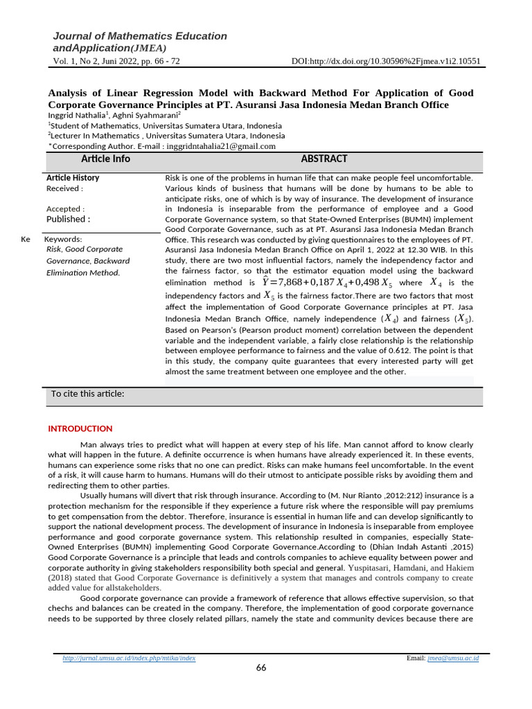 Revisi Inggrid Nathalia | PDF | Linear Regression | Regression Analysis
