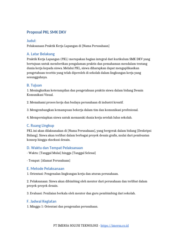 Contoh Proposal PKL SMK DKV | PDF