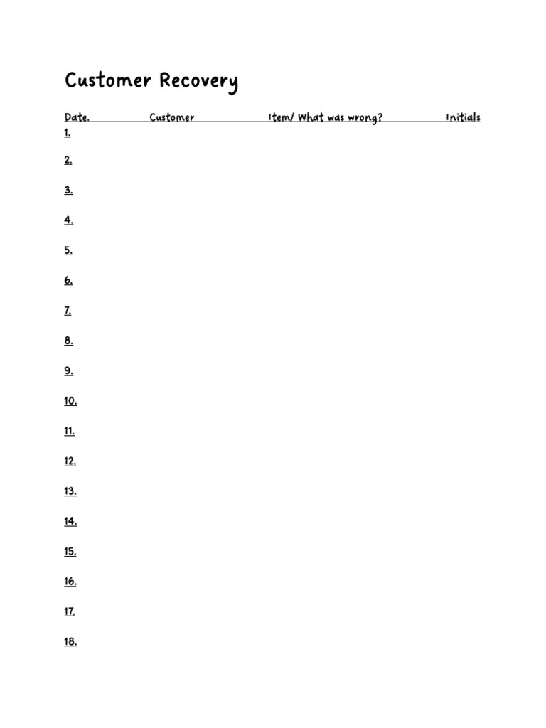 Customer Recovery | PDF