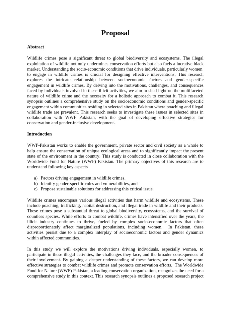 WWF Proposal - Rrevised Budget | PDF | Survey Methodology | Focus Group