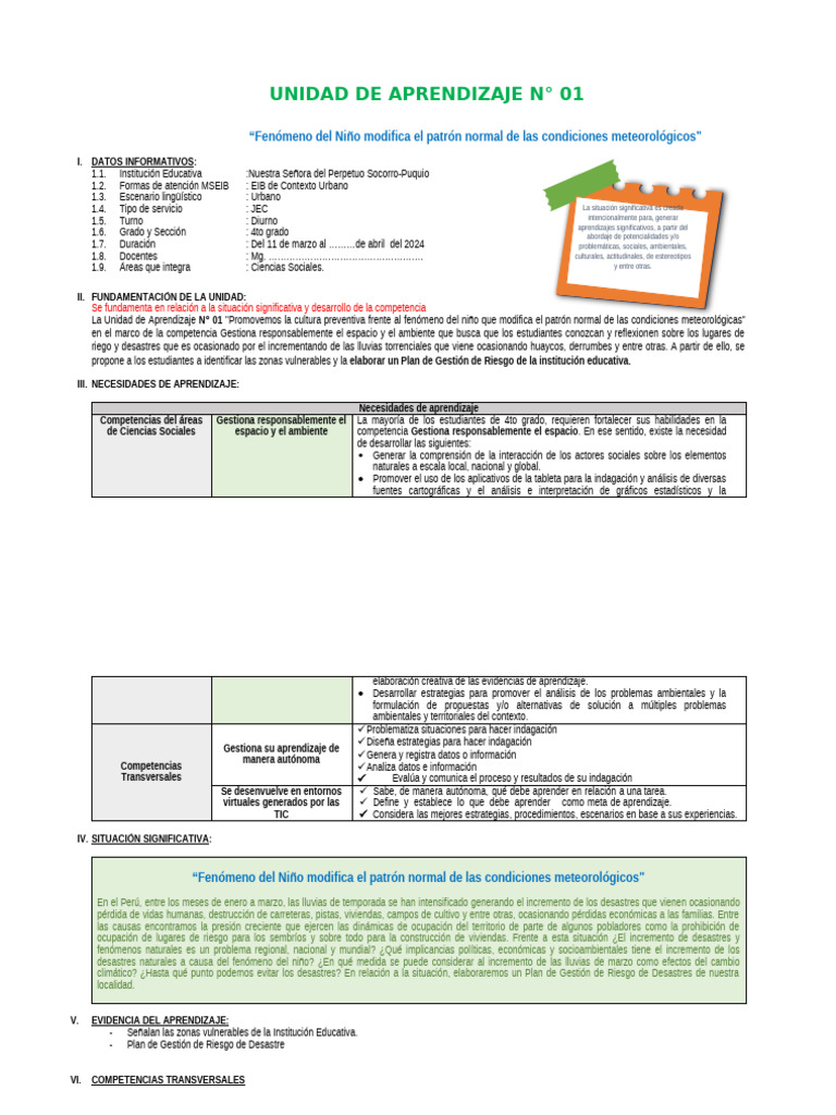 U.A. NSPS-CC.SS-2024 | PDF | Aprendizaje | Entorno natural