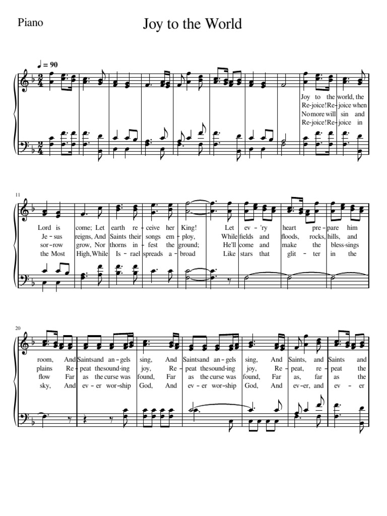 Joy to the World Piano Sheet Music | PDF