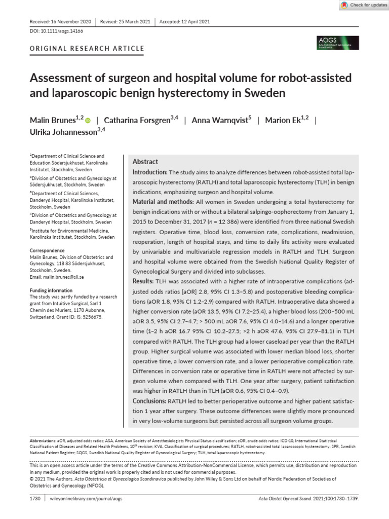 Assessment of Surgeon and Hospital Volume for Robot-Assisted and ...