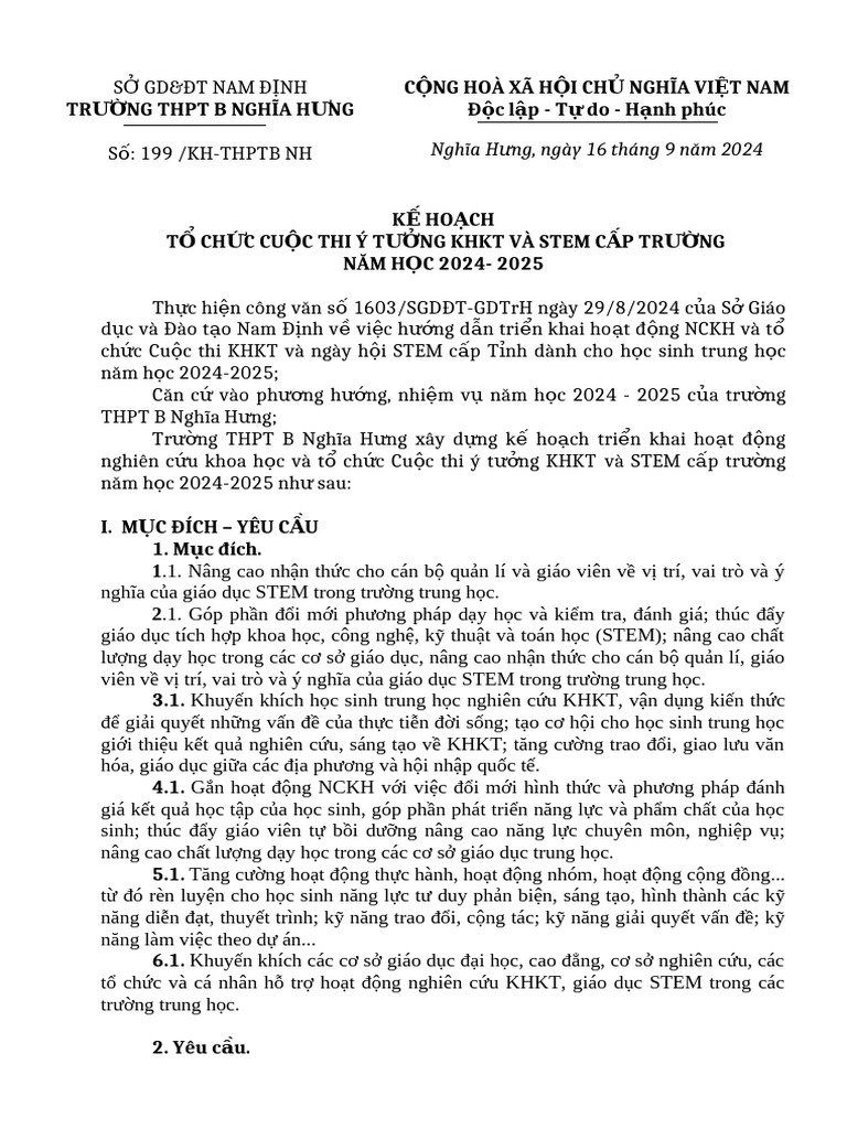 KH THI KHKT VA STEM | PDF