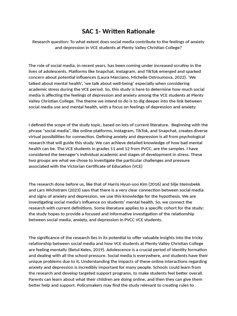 SAC 1 Written Rationale DONE | PDF | Social Media | Popular Culture ...