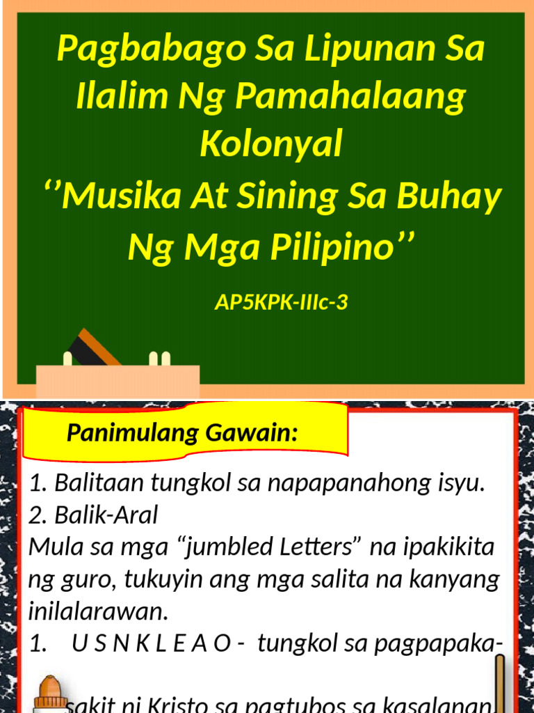 AP 5 PPT Q3 W1 - Musika at Sining Sa Buhay NG Mga Pilipino | PDF