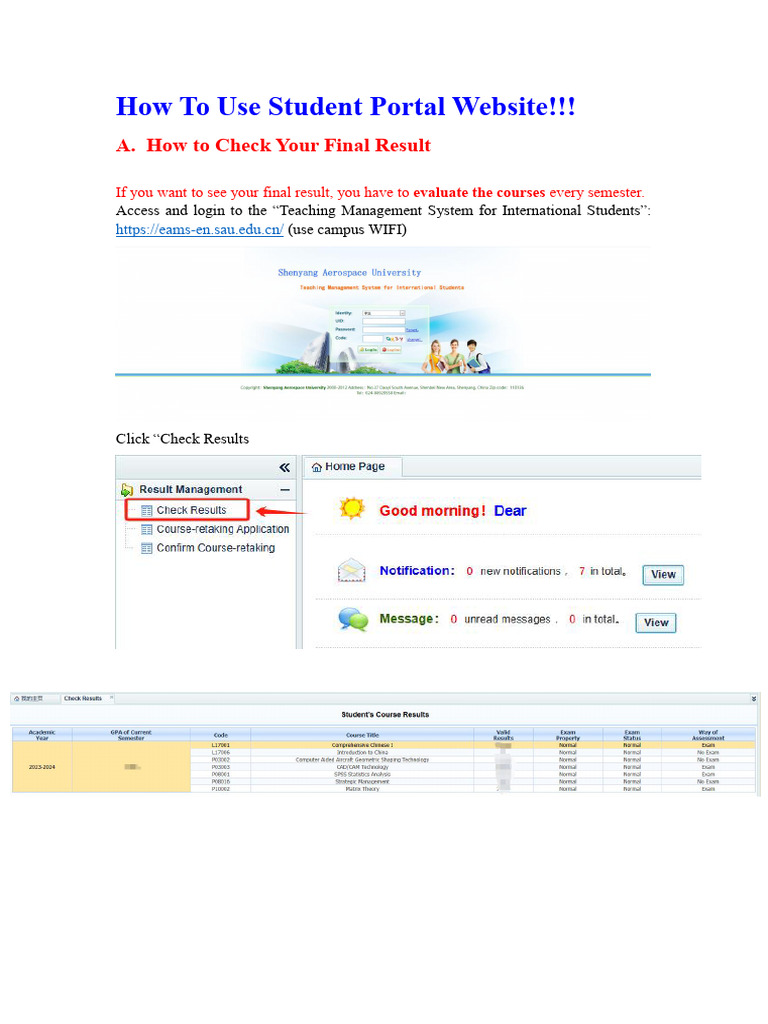 How to use Student Portal Website(2) | PDF
