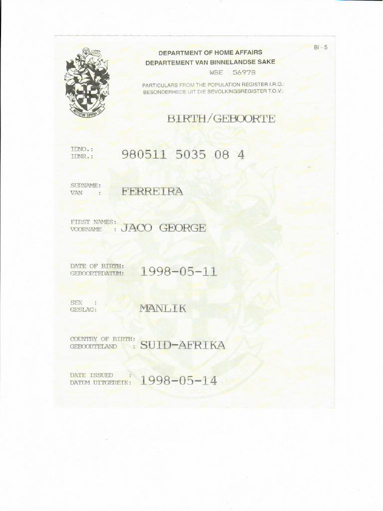 Birth Certificate - JGF | PDF