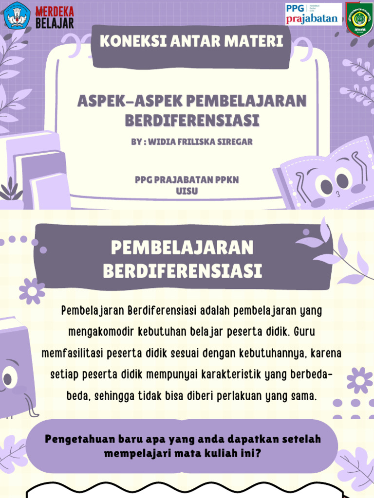 Topik 3 Koneksi Antar Materi Pembelajaran Berdiferensiasi | PDF