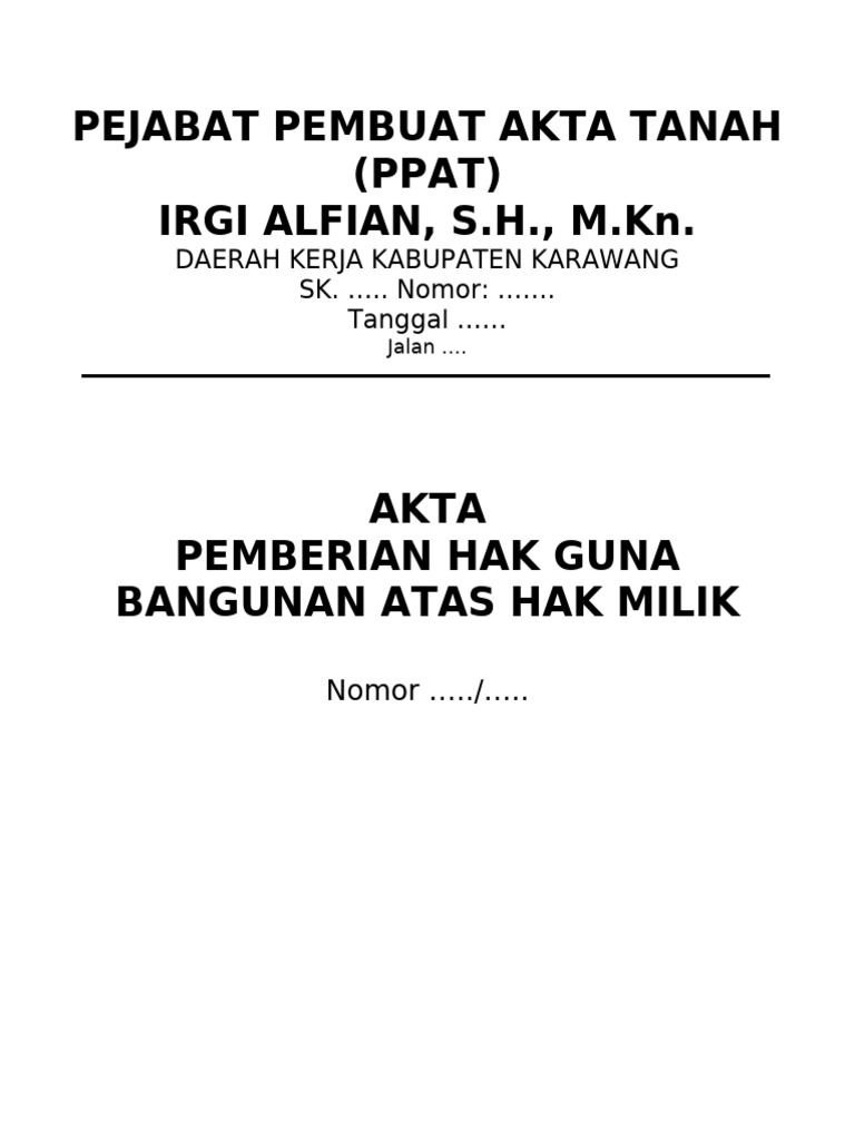 Blanko Pemberian HGB Ppat-Irgi | PDF