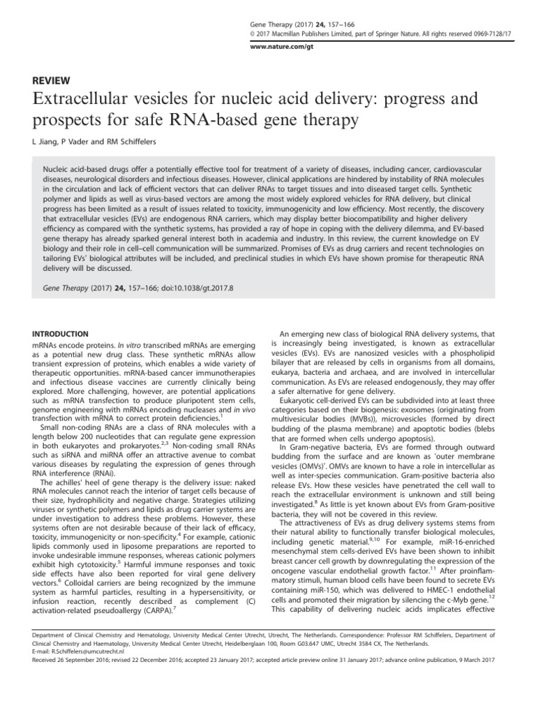 extracellular vesicles | PDF | Small Interfering Rna | Vesicle (Biology ...