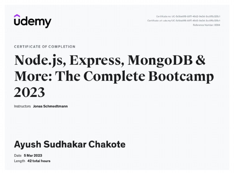 udemy certificate | PDF