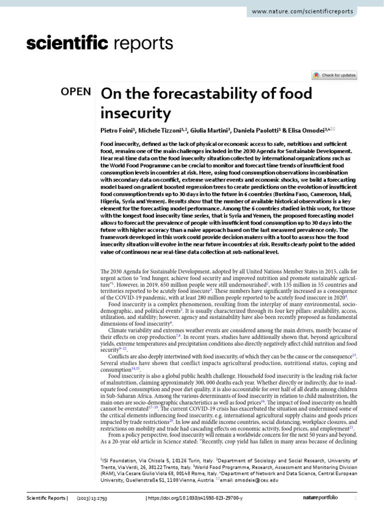 On The Forecastability of Food | PDF | Food Security | Forecasting
