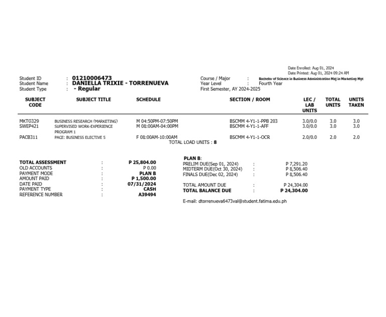 Reg Card (4TH Year) | PDF