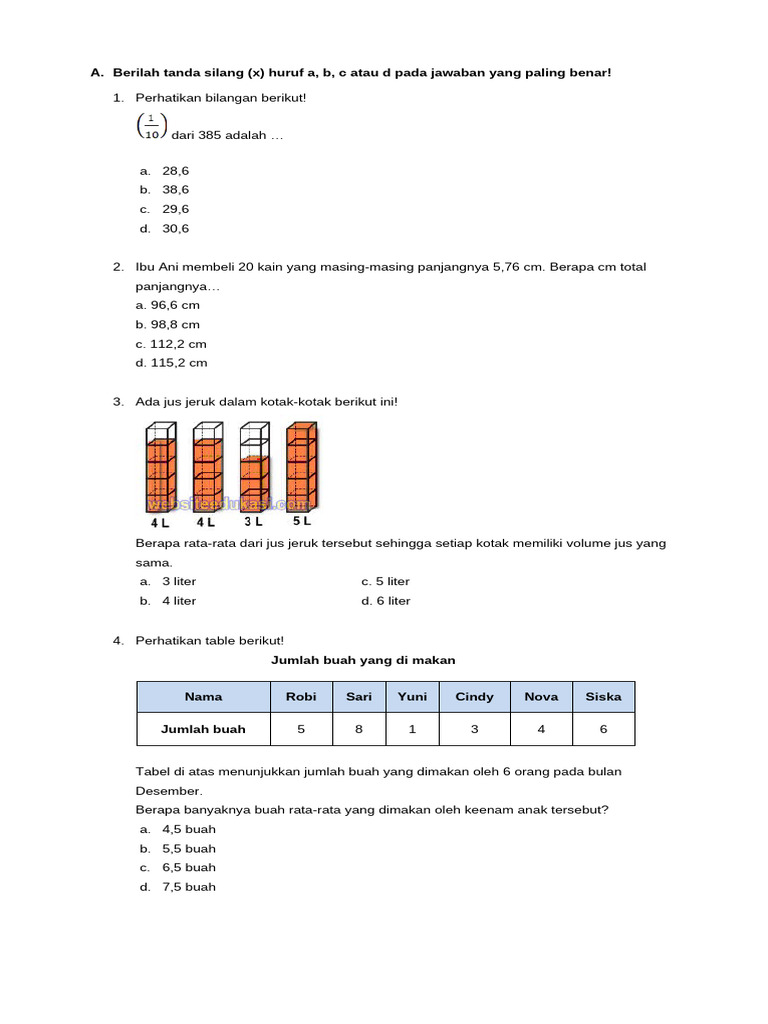 Soal SAS MTK Kelas 5 | PDF