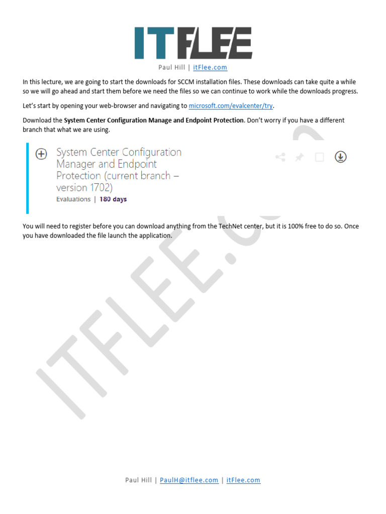 SCCM Installation File Download Guide | PDF