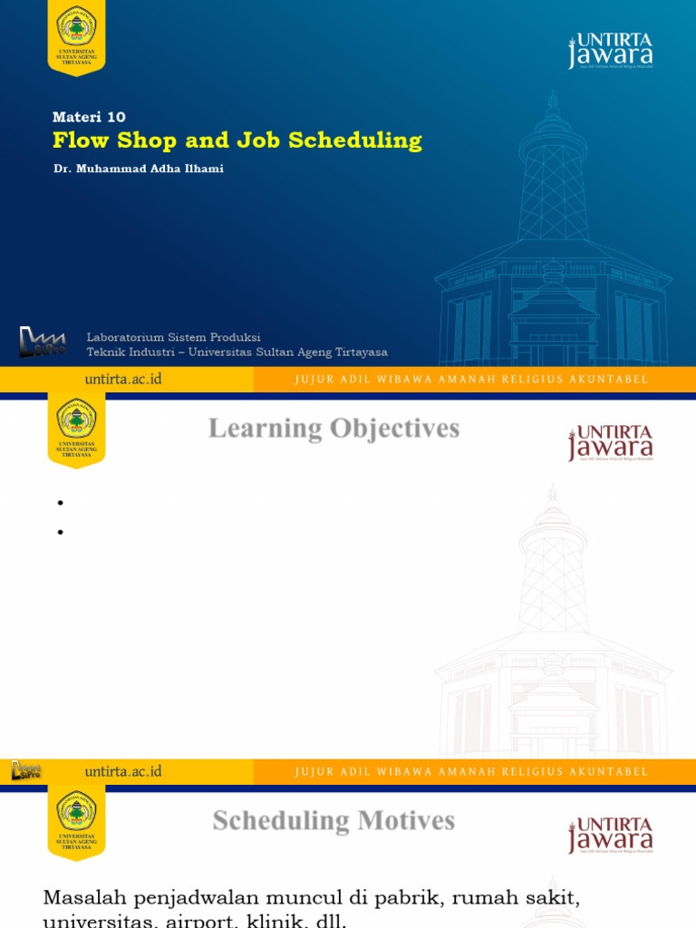 Materi 10 - Flow Job and Job Shop Scheduling | PDF