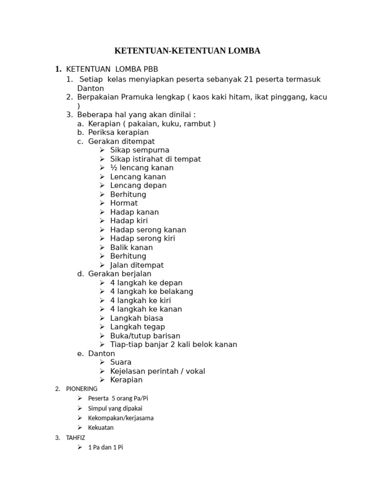 Ketentuan Lomba | PDF