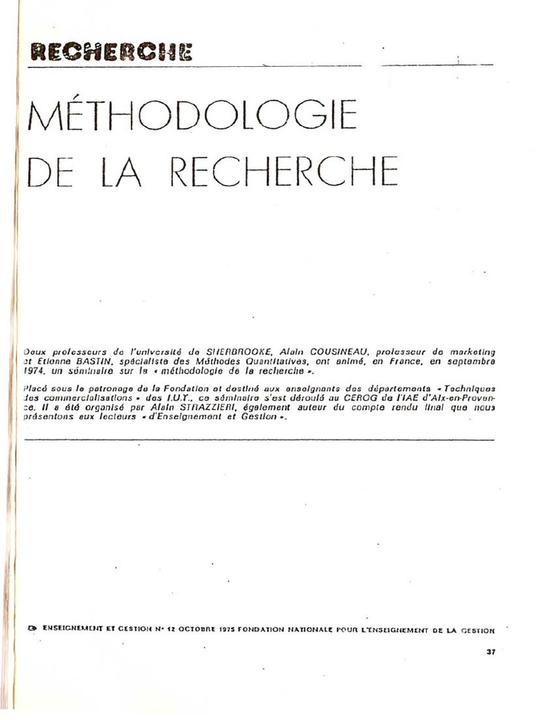 Méthodologie de La Recherche | PDF