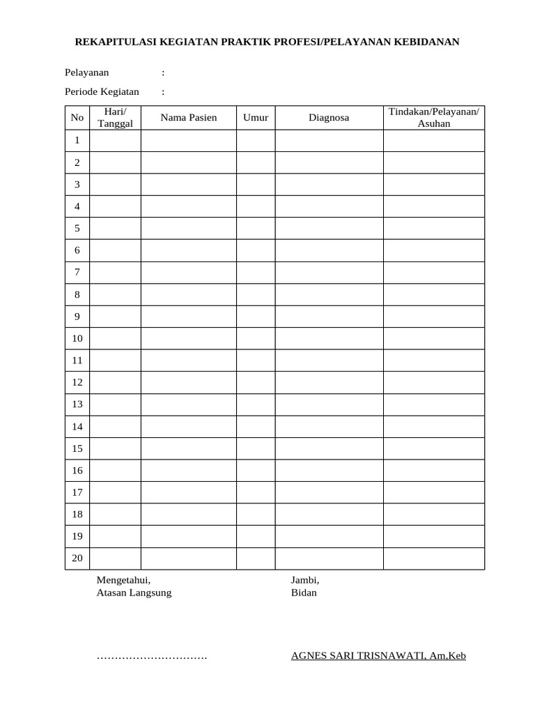 Rekap Kegiatan Pelayanan Kebidanan | PDF