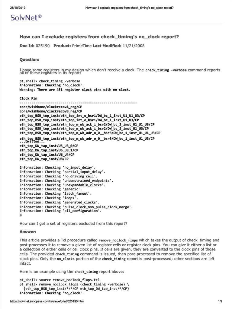 PDF How Can I Exclude Registers From Check Timingx27s No Clock Report - Compress | PDF ...